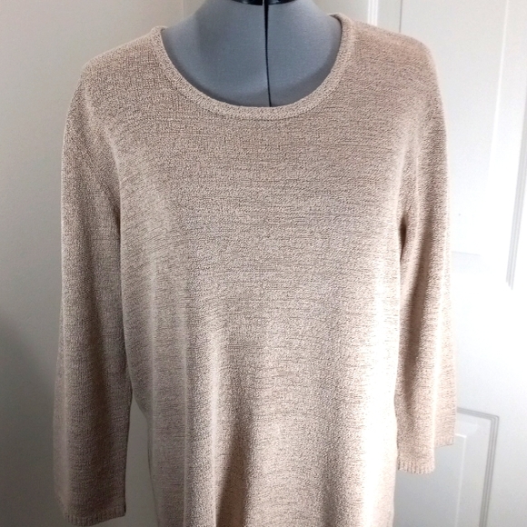 August Max | Tops | August Max Silk Stretch Sz 4 Beige Tunic | Poshmark